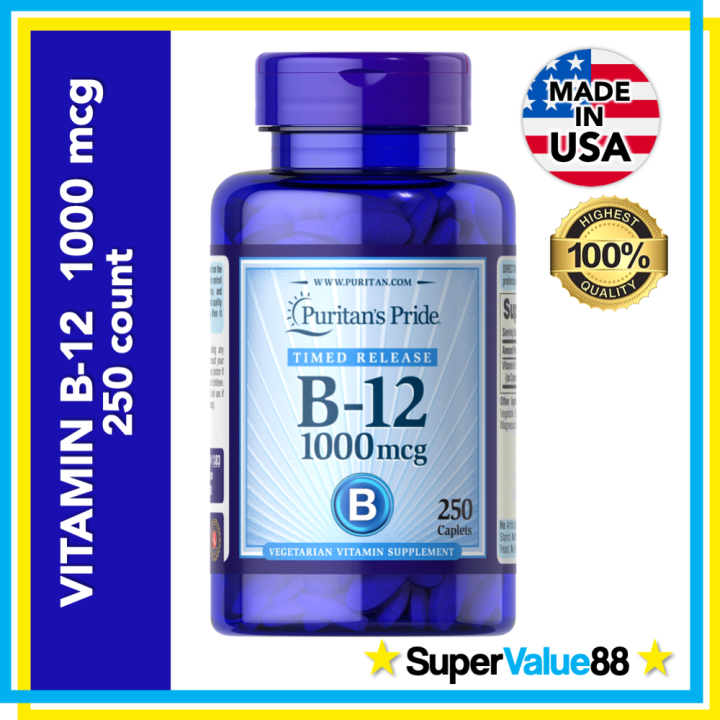 NEW Puritan's Pride Timed Release Vitamin B-12 250 Count, 1000 mcg - Immune Health, Faster ...