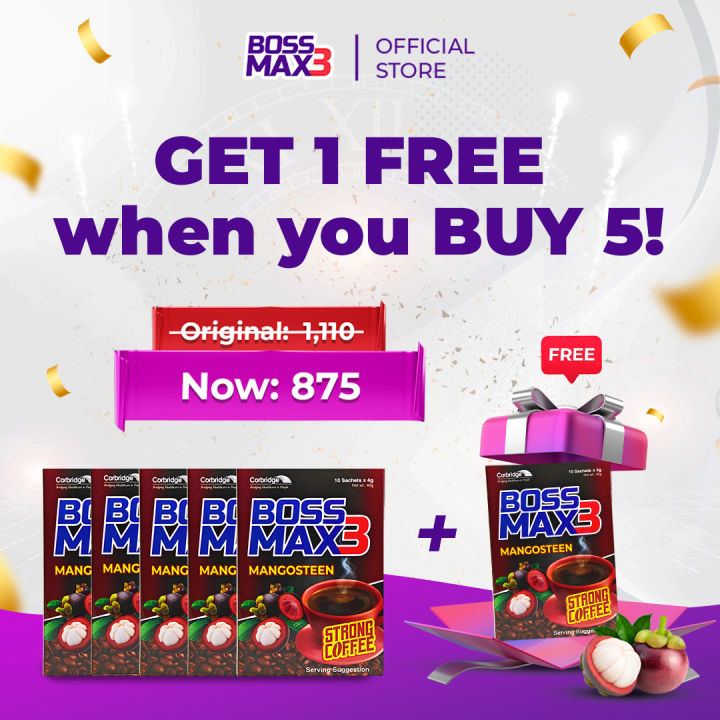 5+1 Boss Max3 Mangosteen Strong Coffee 4g with Stevia as sweetener | Lazada PH