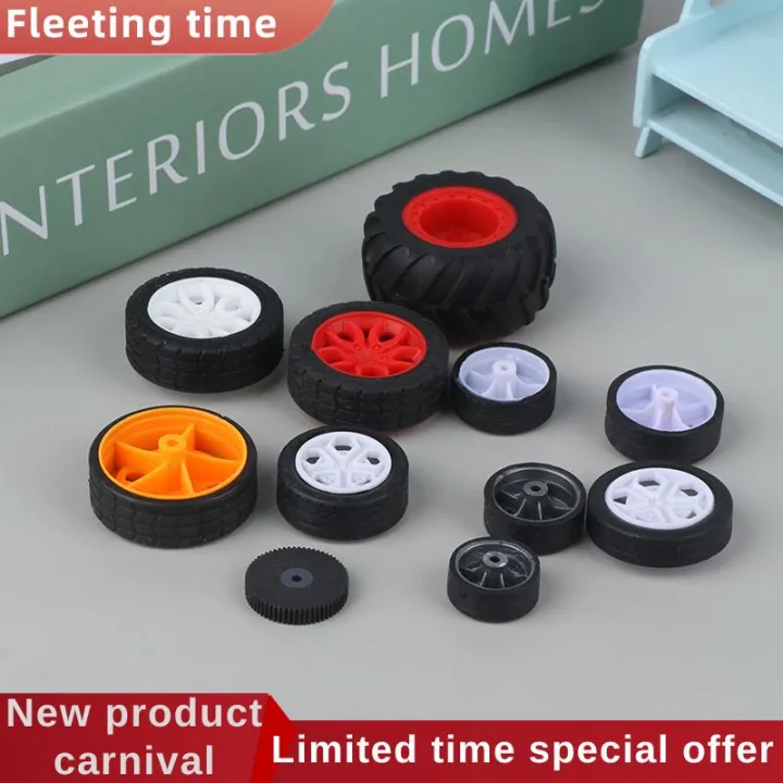 Fleeting time 10PCS PC Toy Wheel Rubber Rim Tyres DIY Mini Technology ...