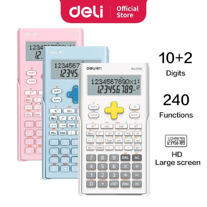 Deli Calculator OuYang Nana Series Scientific Calculator 240F-10+2 Digits 1700-LBLU/1700-LPINK ...