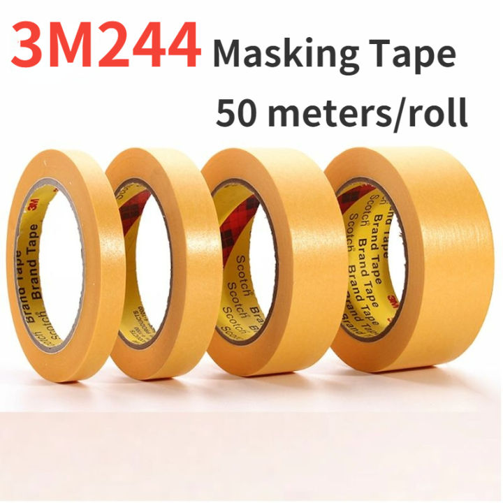 3M 244 Flat Paper Washi Masking Tape Resist High Temperature for Automotive Paint Cover with ...