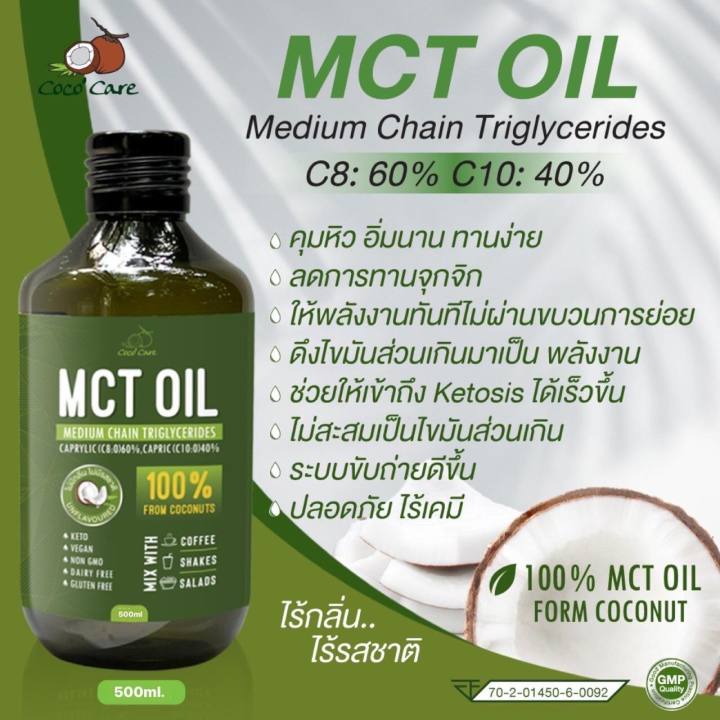 Coco'Care MCT Oil KETO(คีโต คุมหิว อิ่มนาน คุมน้ำหนัก เร่งเผาผลาญไขมัน ทานง่าย ลดอ้วน (Medium ...