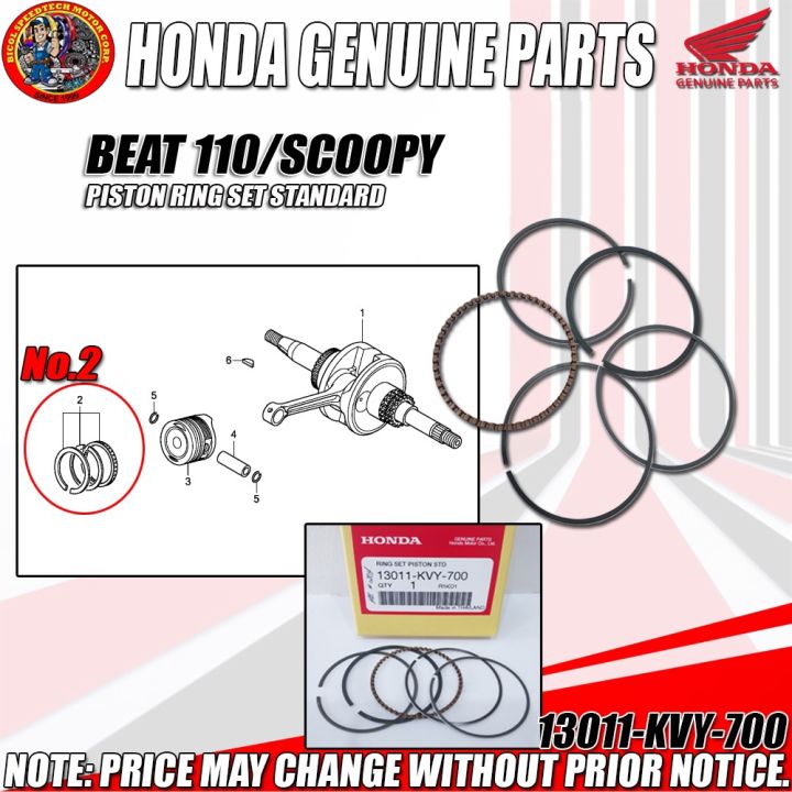BEAT 110/SCOOPY PISTON RING SET STANDARD (HPI) (GENUINE: 13011-KVY-700 ...