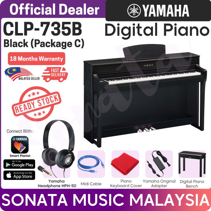 Yamaha CLP735B Black Clavinova Digital Piano New Unit Package C (CLP735 -B / CLP 735B / CLP-745B ...