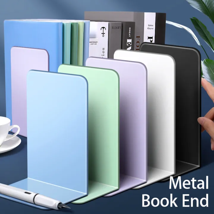 2 Pcs Metal Bookend L Shape Book End BookShelf Stand Holder Office ...