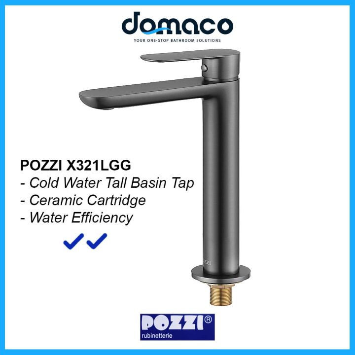 Pozzi X321LGG Gun Grey Tall Basin Tap | Lazada Singapore