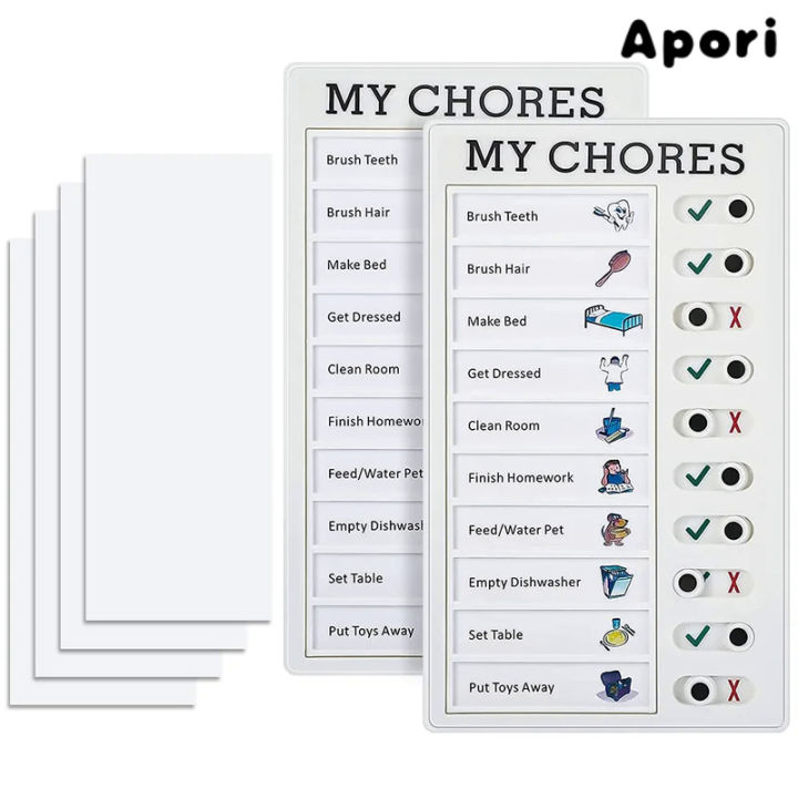 1 PC Kids Chore Chart with 5 Pcs Blank Card,Plastic Checklist Board with Detachable Cardstock to ...