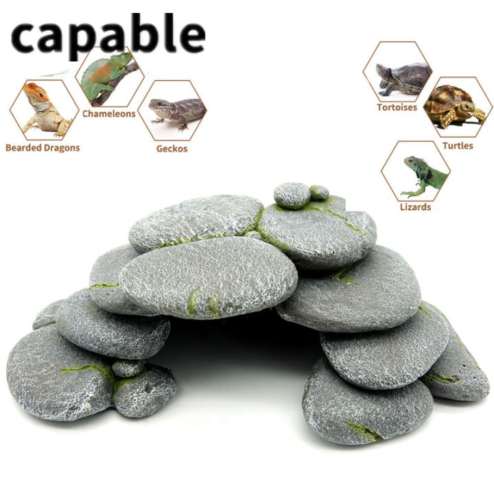 Reptile Turtle Hiding Cave Habitat Shelter Basking Platform Resin