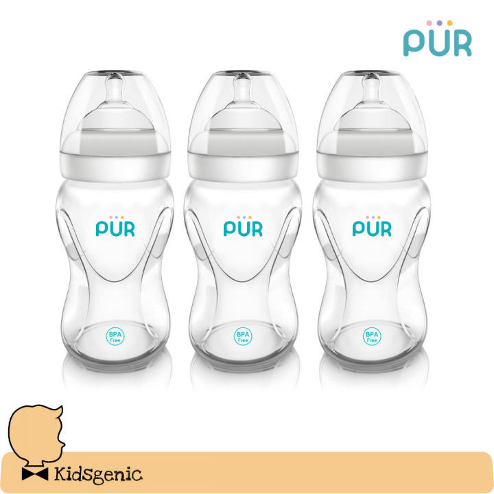 PUR Baby Milk Bottle ขวดนมคอกว้าง ขวดนม 8 ออนซ์ พร้อมจุกนม ขวดนมเด็ก แพ ...