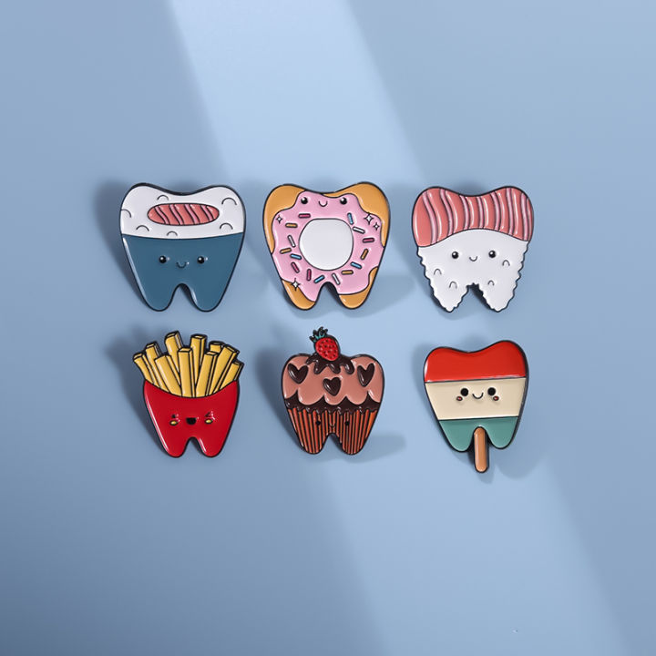 Cartoon Food Tooth Enamel Brooch Care for Teeth Promotional Backpack ...