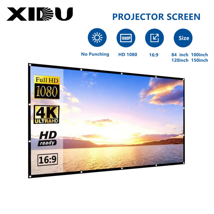 XIDU Projector Screen Simple Folding Portable 16:9 Anti-light Curtain ...