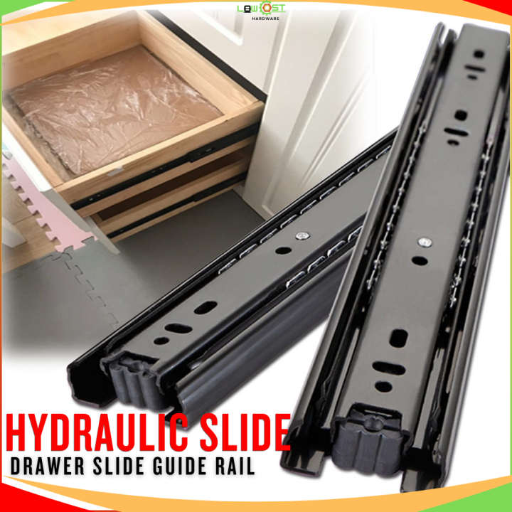 Soft Close Hydraulic Drawer Guide Rail Drawer Slider Bearing Heavy Duty Drawer Guide By Pair