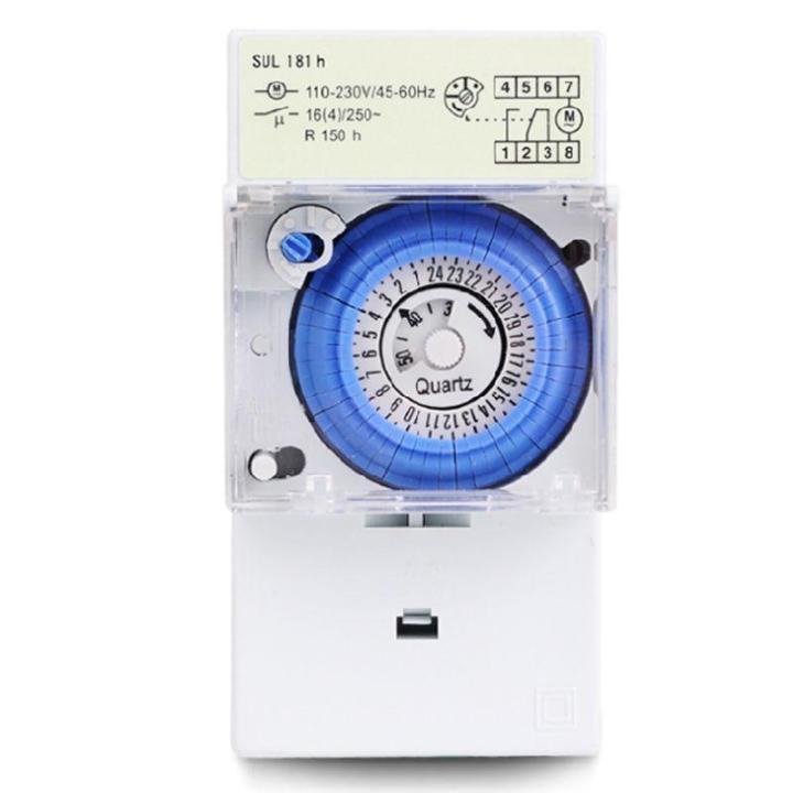 SUL181H Mechanical Timer Switch 220V 16A Din Rail Mount 24H 8 Settings ...