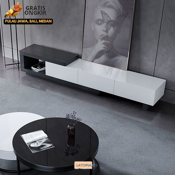 Meja TV Minimalis Custom Modern TV Stand Retracted & Extendable 3 ...