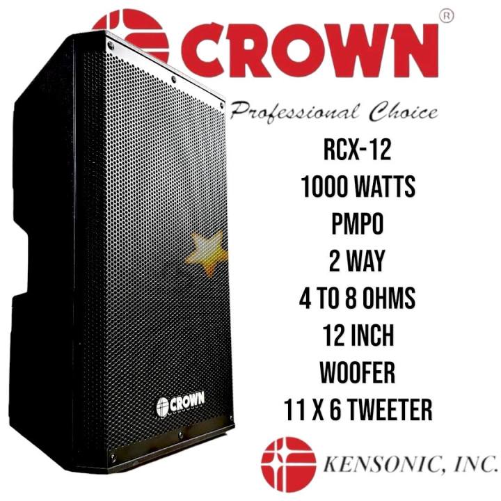 New 2024 Crown RCX-12 12 Inch Professional Baffle 1000 Watts PMPO PLX ...