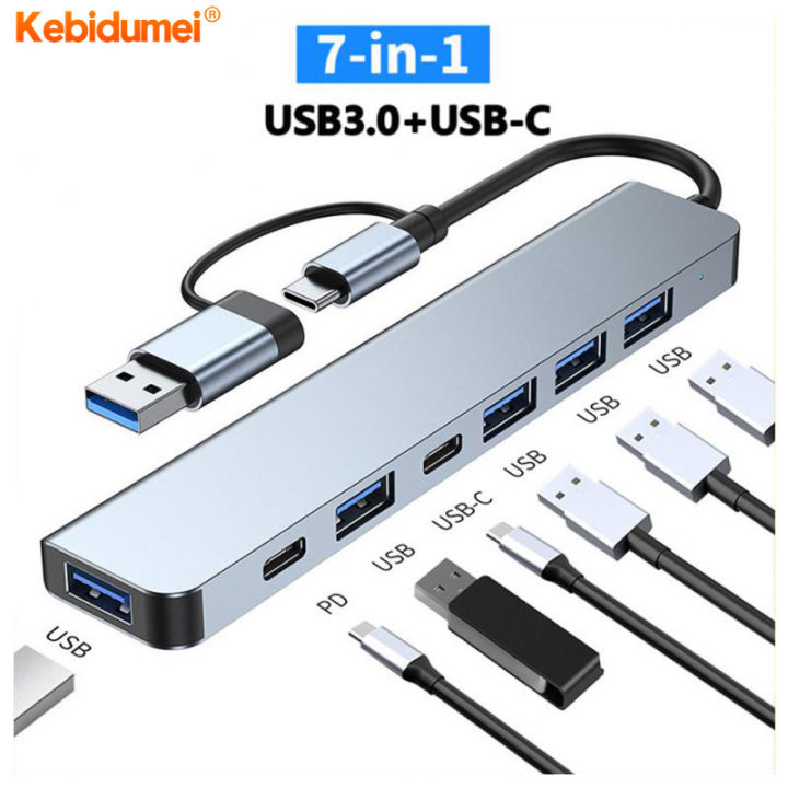 Kebidumei 7 in 1 Type C HUB USB 3.0 PD Card Reader Multiport With SD TF ...