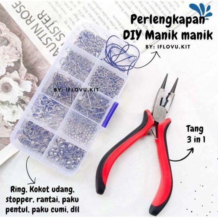 SM088 - DIY DIY Manik Manik Set Meronce Gelang Kalung + Tang Aksesoris 3 in 1 Multifungsi ...