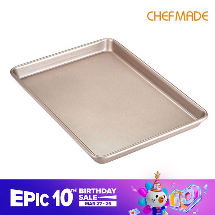 CHEFMADE Non-stick Cookie Sheet 13-Inch Shallow Rectangular Baking Pan ...