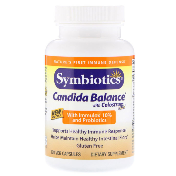 Symbiotics, Candida Balance with Colostrum Plus, 120 Veg Capsules ...