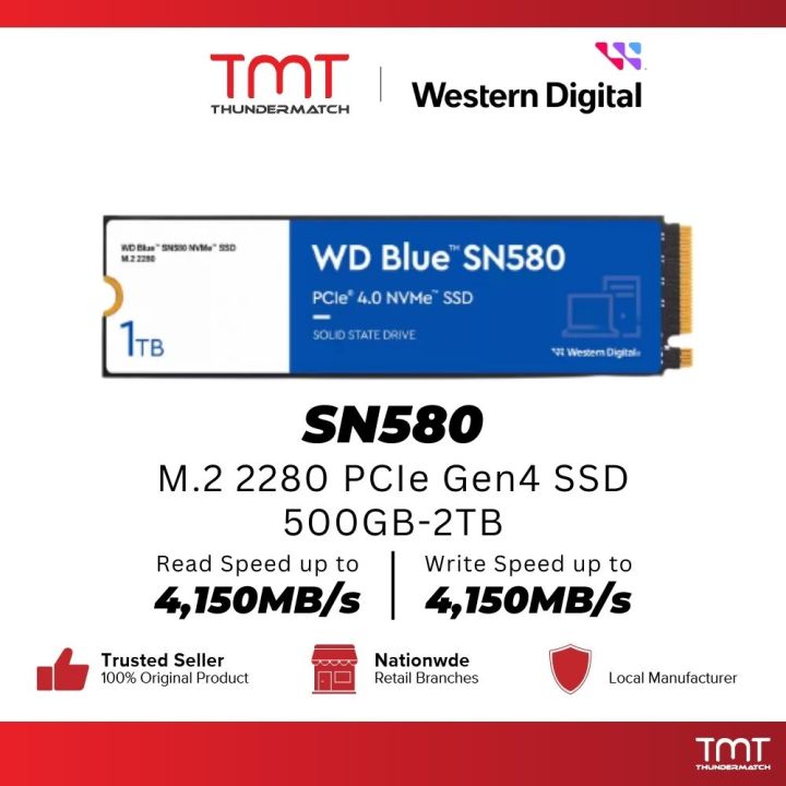 TMT WD BLUE SN570 SN580 250GB 500GB 1TB 2TB M.2 2280 PCIe NVMe SSD | Lazada