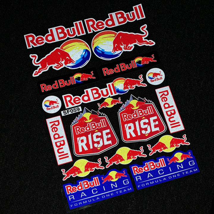 Red Bull Reflective Motorcycle Stickers Moto Sticker Accessory Decor ...