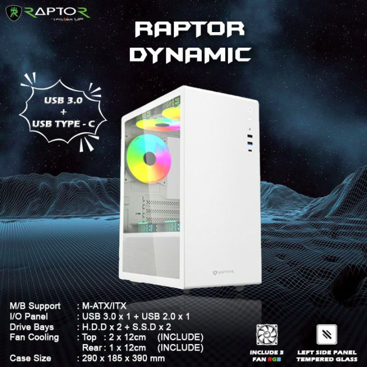 CASING RAPTOR DYNAMIC FREE 3 FAN RGB | Lazada Indonesia