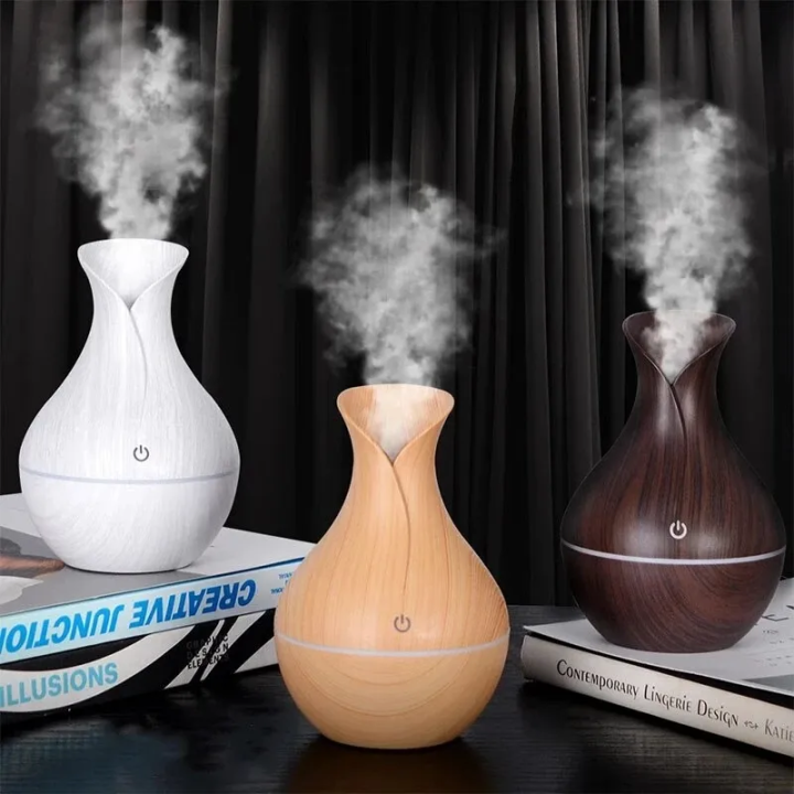 ASUKY | Nano Vase Wood Humidifier Grain USB Colorful Lamp Office Air ...