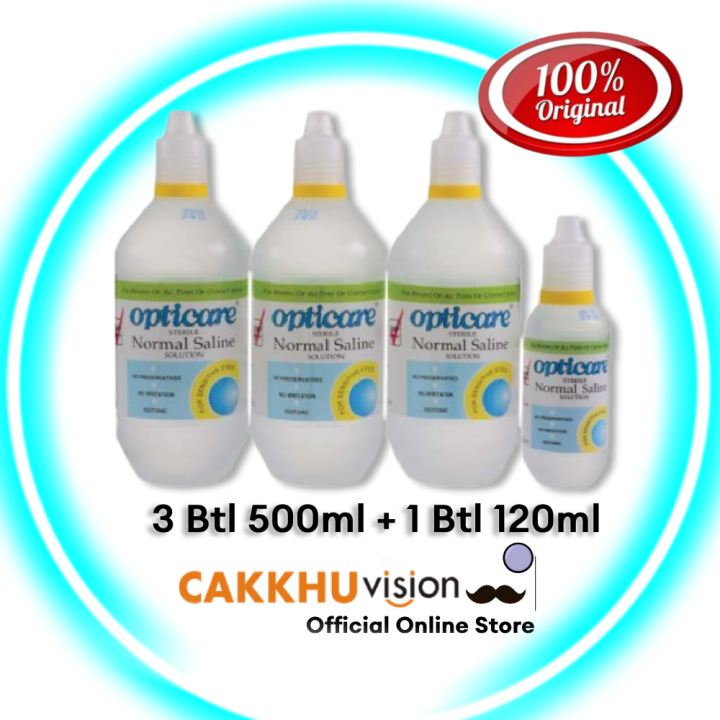 Opticare Normal Saline (500mlX3 Foc 120ml) Sterile Isotonic Solution -Exp 2029 | Lazada
