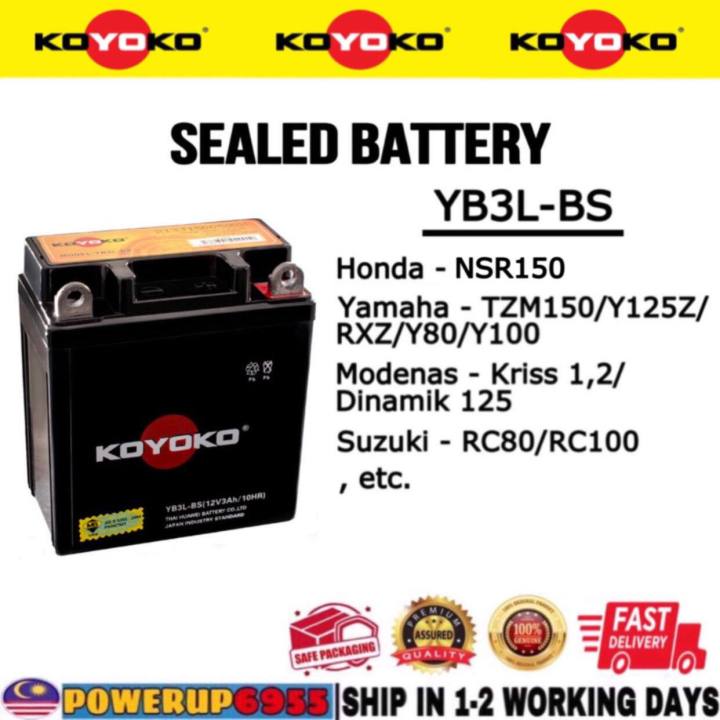 YB3L-BS YB3L BX3 KOYOKO SEALED BATTERY BATERI SEAL RXZ Y80 Y100 Y125 Z ...