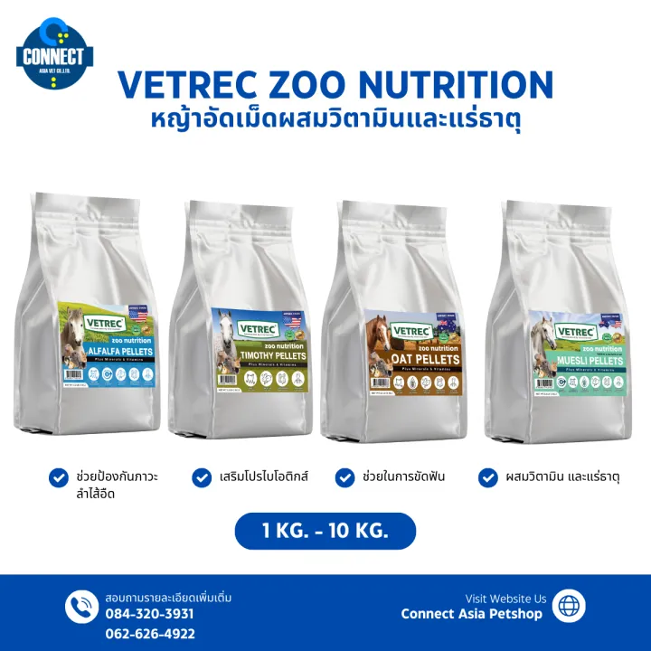 VETREC ZOO NUTRITION หญ้าอัดเม็ดผสมวิตามินและแร่ธาตุ ขนาด 1 kg.(ทุกสูตร ...