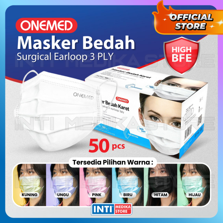 ONEMED - Masker Earloop 3 Ply Medis | Surgical Mask 3ply One Med ...