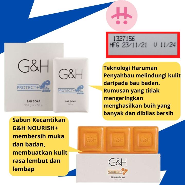 G&H PROTECT+ Bar Soap (6 x 150g) Body Soap / G&H NOURISH+ Complexion ...