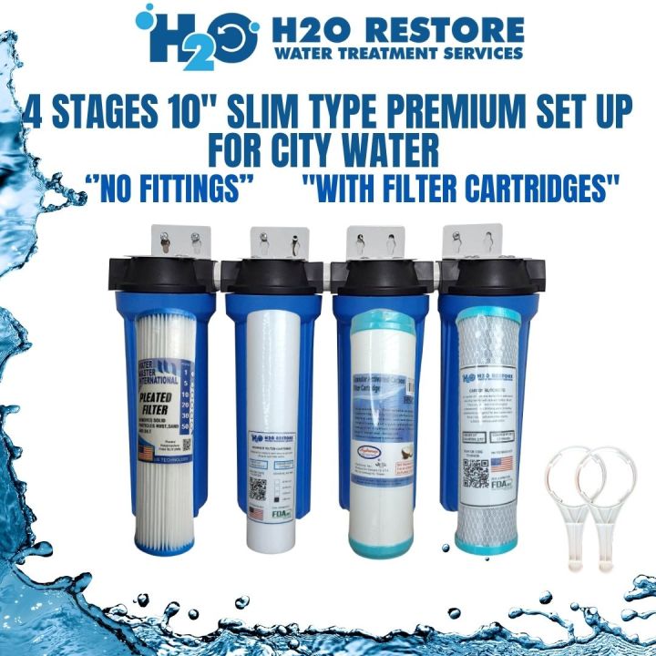 Water Filter 4 Stages 10" Slim Type H2O RESTORE Premium City Water ...