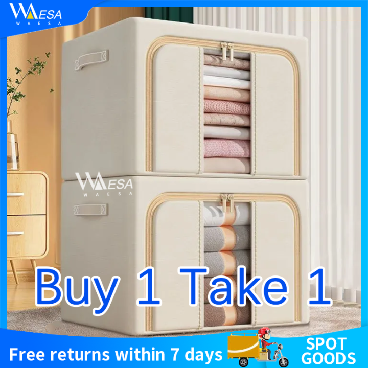 Foldable storage box with lid Oxford fabric steel frame organization ...