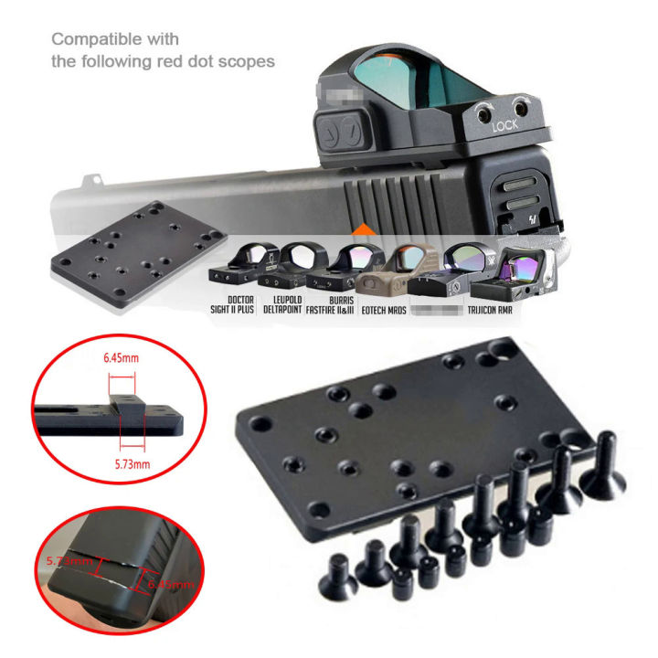ยุทธวิธี Glock Mount ฐานแผ่น Universal Red Dot Optics Sight Mount RMR ...
