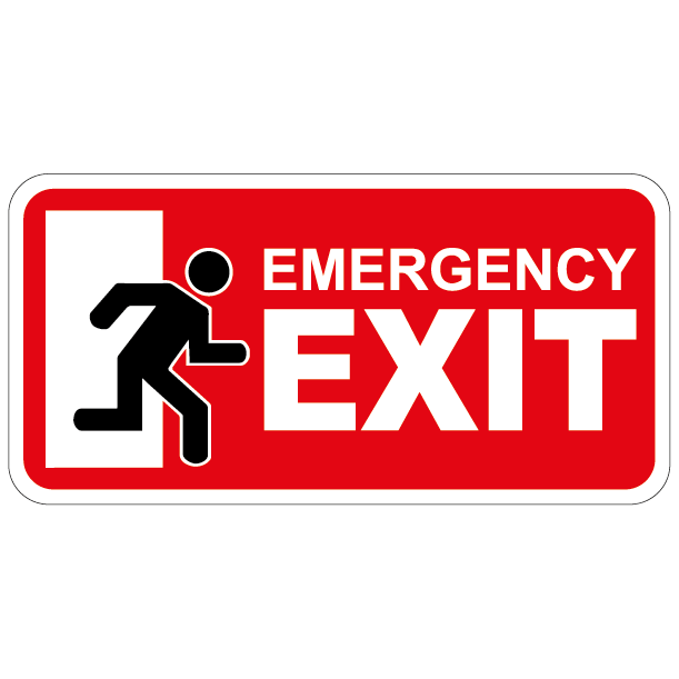EMERGENCY EXIT PVC SIGN STICKER 105X210MM. WE ACCEPT CUSTOM-MAKE ORDER ...