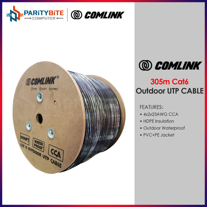 COMLINK 305M CAT 6 UTP CABLE Outdoor Waterproof CCA | Lazada PH