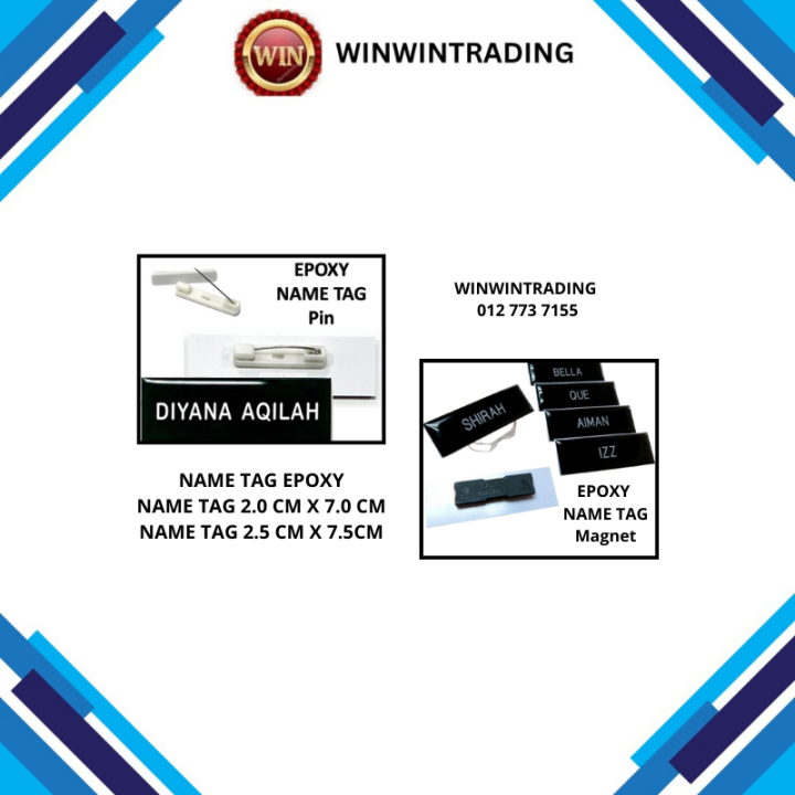 NAME TAG EPOXY ACRYLIC HITAM PUTIH | Lazada