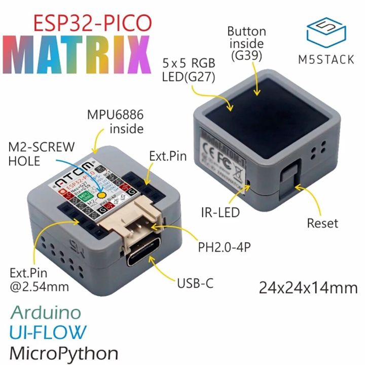 【Shop the Latest Trends】 M5stack Atom Matrix Transmission Esp32 Pico ...