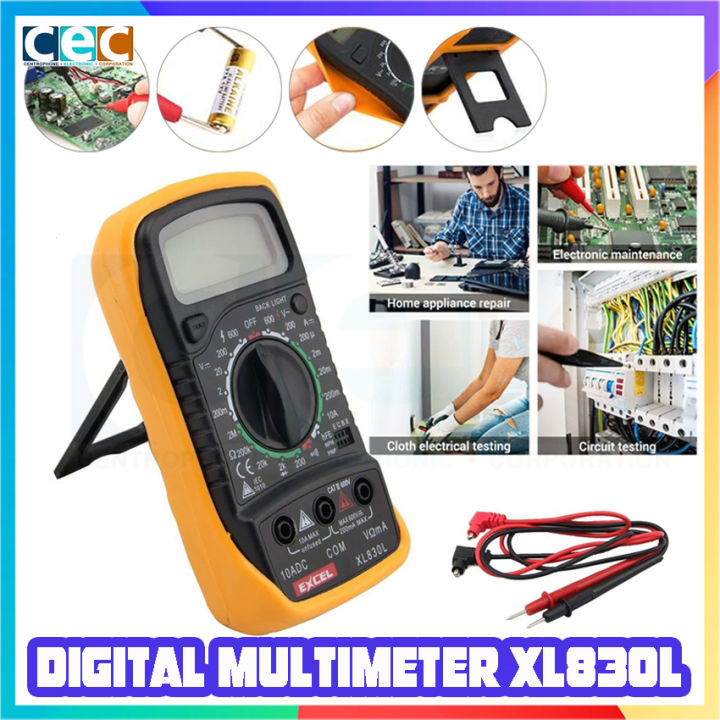 XL830L LCD Digital Voltmeter Ohmmeter Ammeter MULTIMETER Tester (Black ...