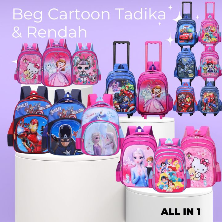 Beg Cartoon / Beg Roda / Beg Trolley Sekolah Tadika / Sekolah Rendah ...