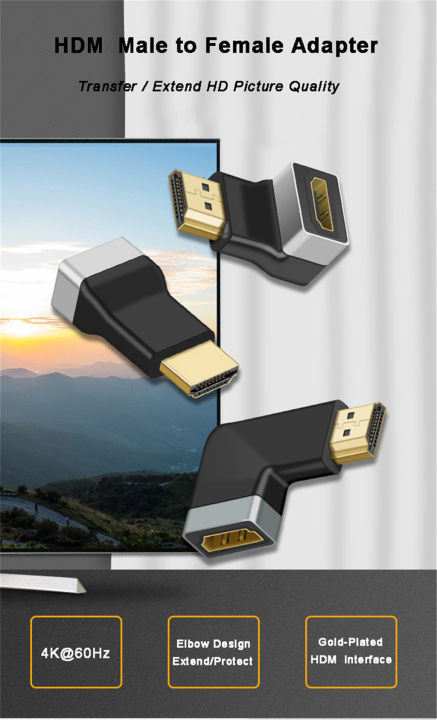 4K 60Hz HDMI-compatible Adapter 90 270 Degree Connector HD Male to ...