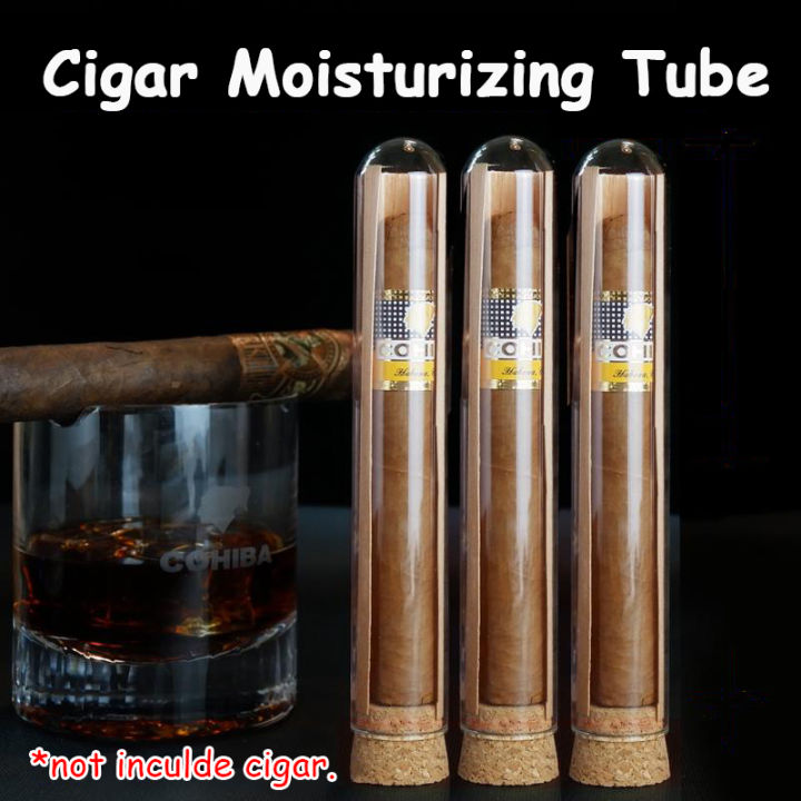 Cuban Ciger Moisturizing Tube Portable Glass Cigare Case Travel Humidor ...