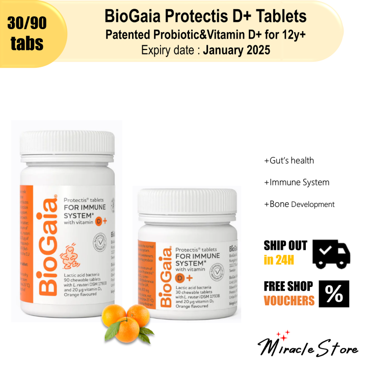BioGaia Protectis Tablets With 20MCG Vit D3 Orange Flavour 90'S L ...