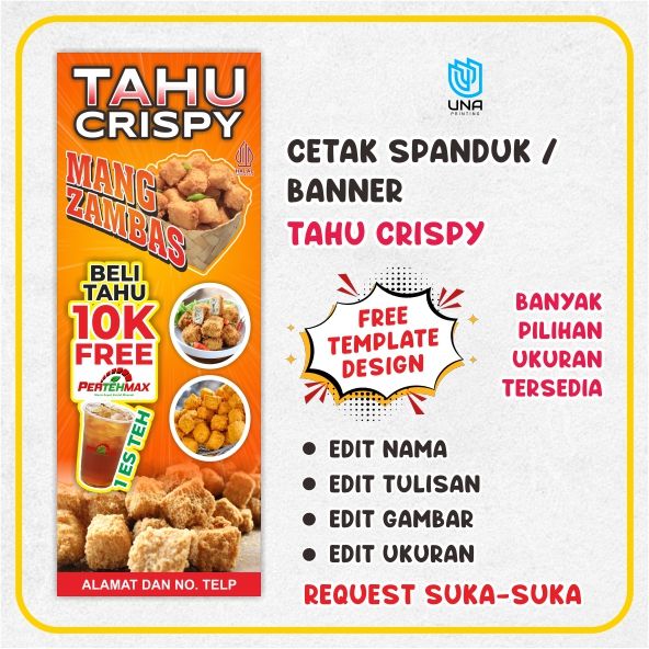 Cetak Spanduk / Banner Tahu Crispy Bisa Custom Ukuran | Lazada Indonesia