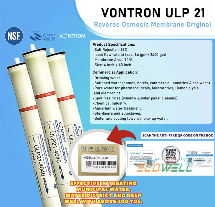 Vontron ULP 21 & ULP11 4040 Reverse Osmosis membrane ( original with ...