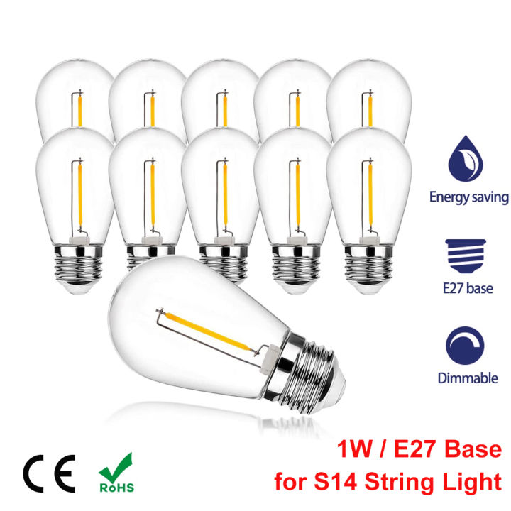 Solar LED Bulbs E27 S14 Plastic Led Edison Bulb 1W Shatterproof ...