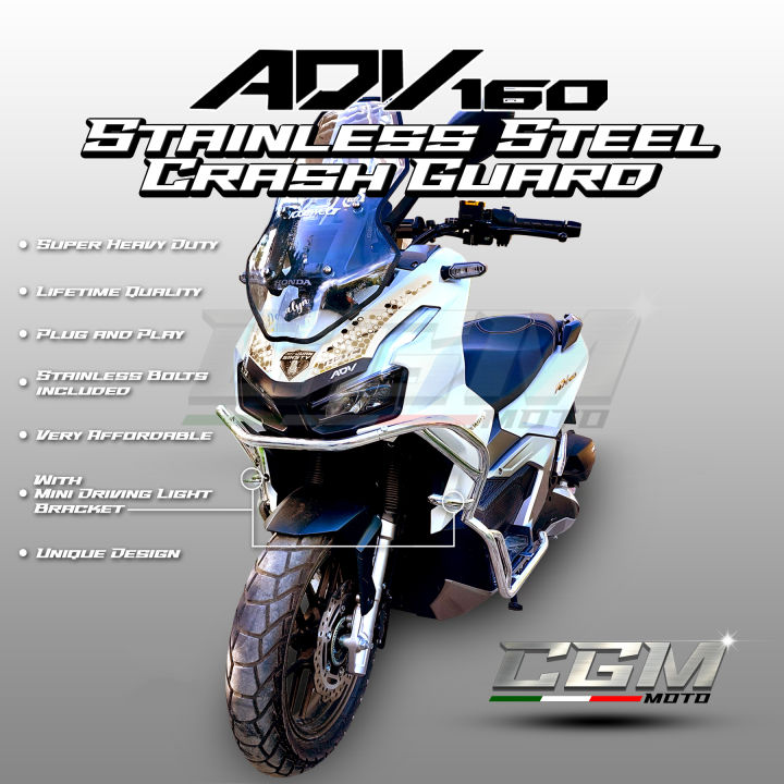 ⭐️ ADV 160 HALF/FULL Armor Crash Guard with MDL Bracket & Top Box Bracket Pure Stainless Steel ...