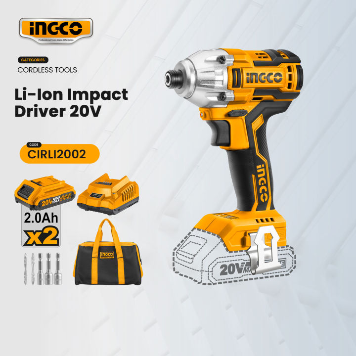 Ingco Lithium-Ion Cordless Impact Driver 20V BRUSH LESS MOTOR ...