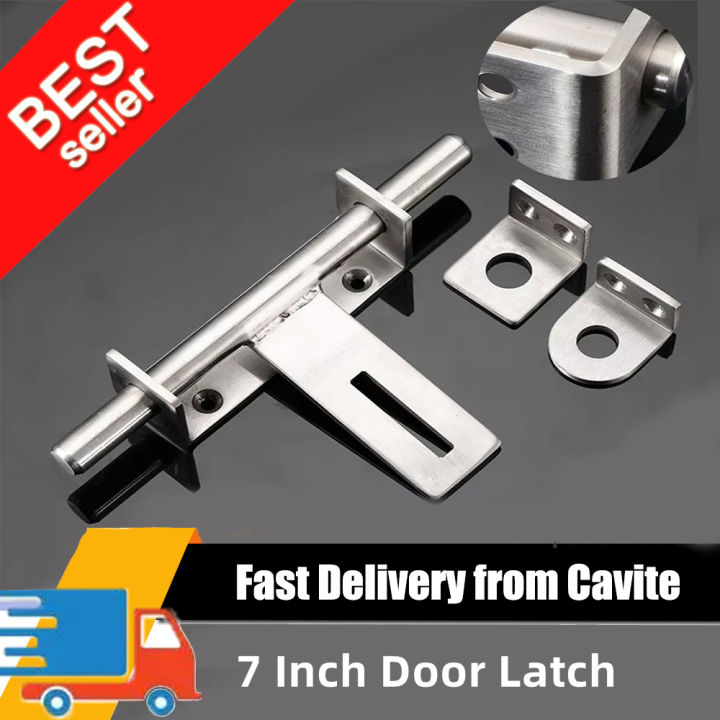 7" Slide Latch Lock Bolt Lock with Screws Heavy Duty Stainless Steel Slide Lock for Gate Door ...